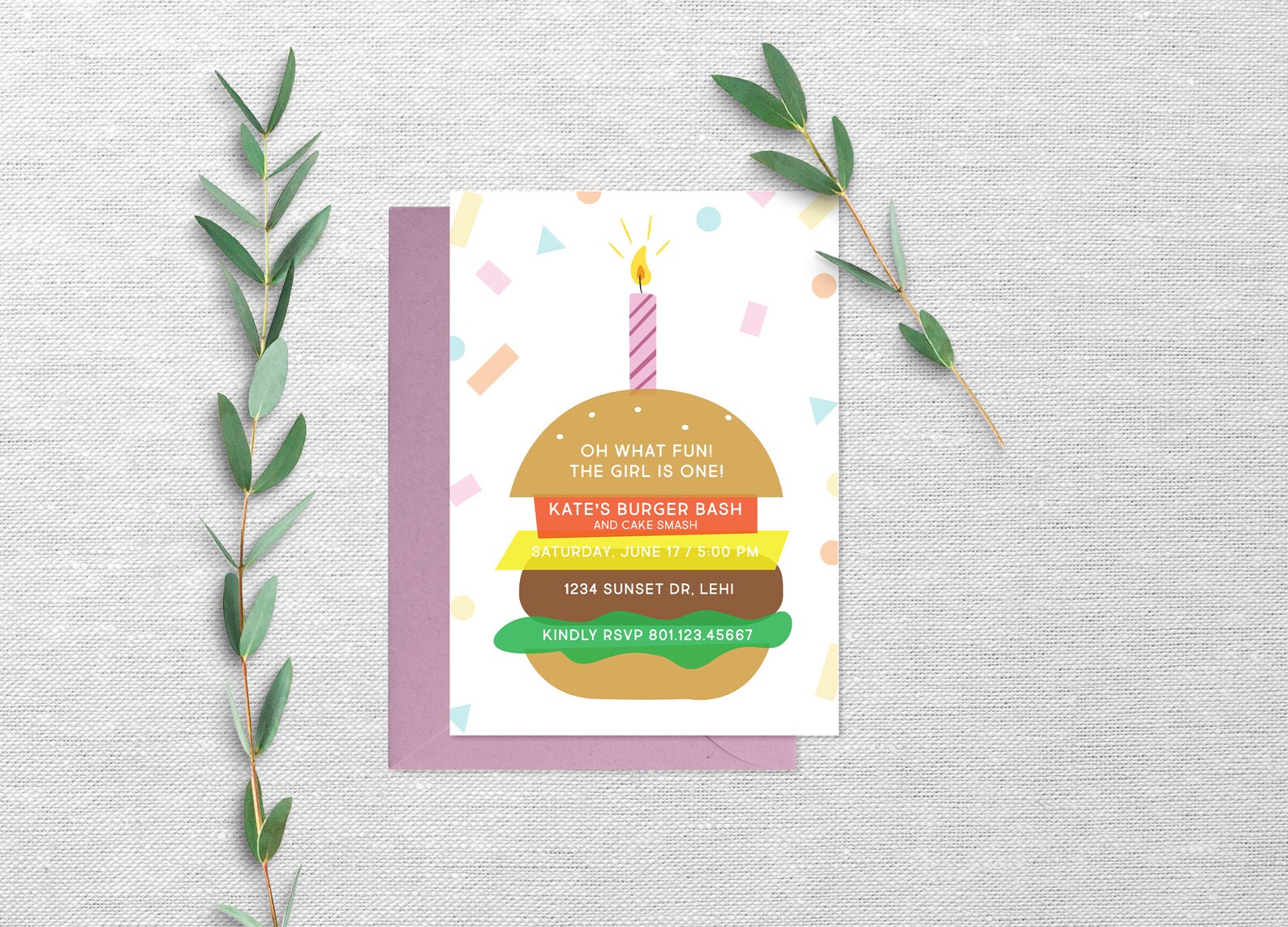 Birthday Burger Party Invitation / One Year Old Birthday Party - Etsy