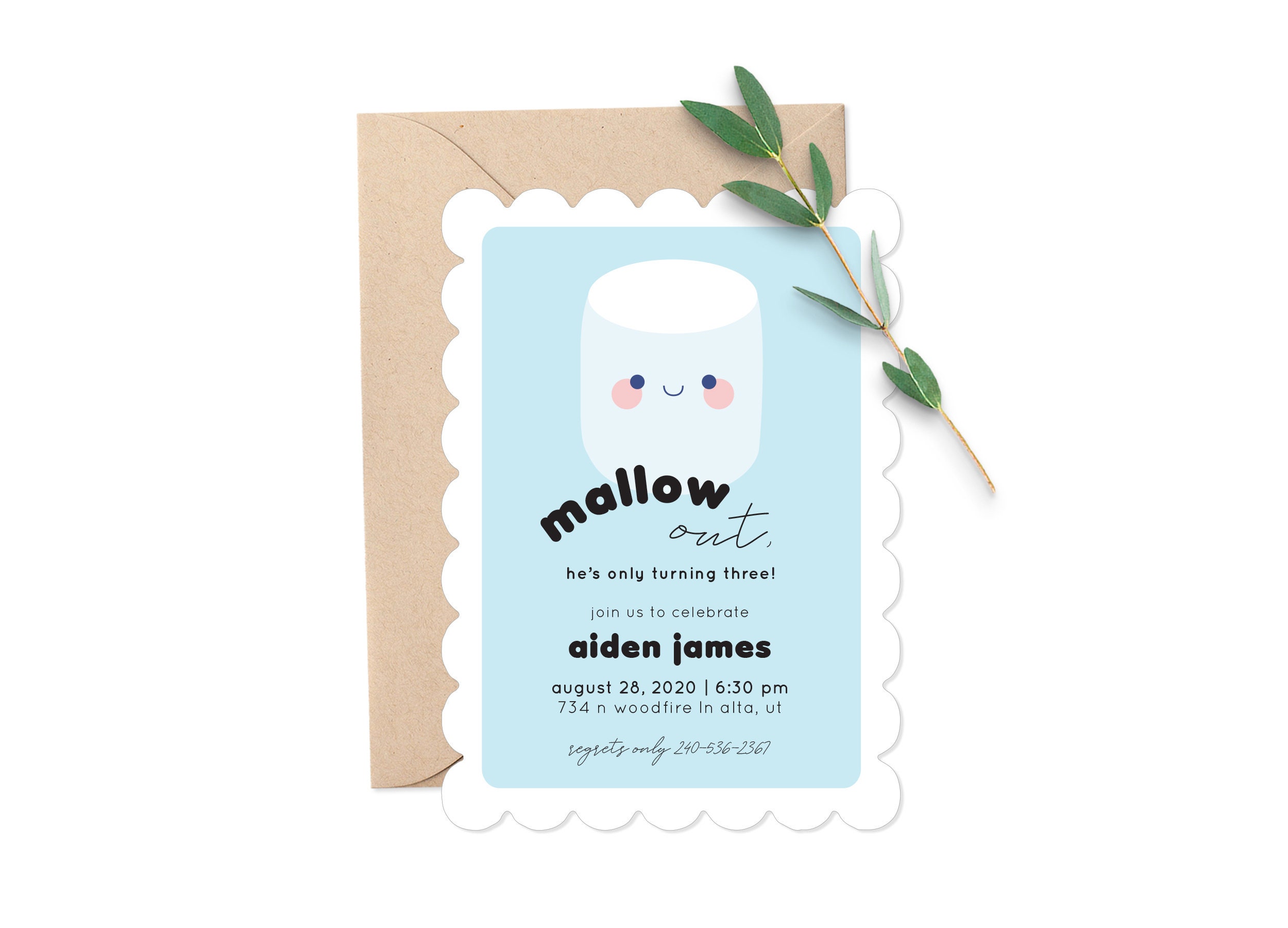 Marshmallow Birthday Party Invitation / S'more Camping Mallow Out Party ...