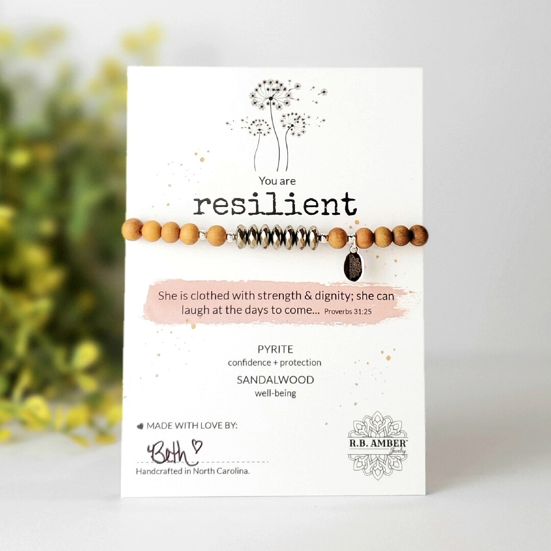 Pyrite | "you Are Resilient" Inspirational Gemstone Bracelet ...