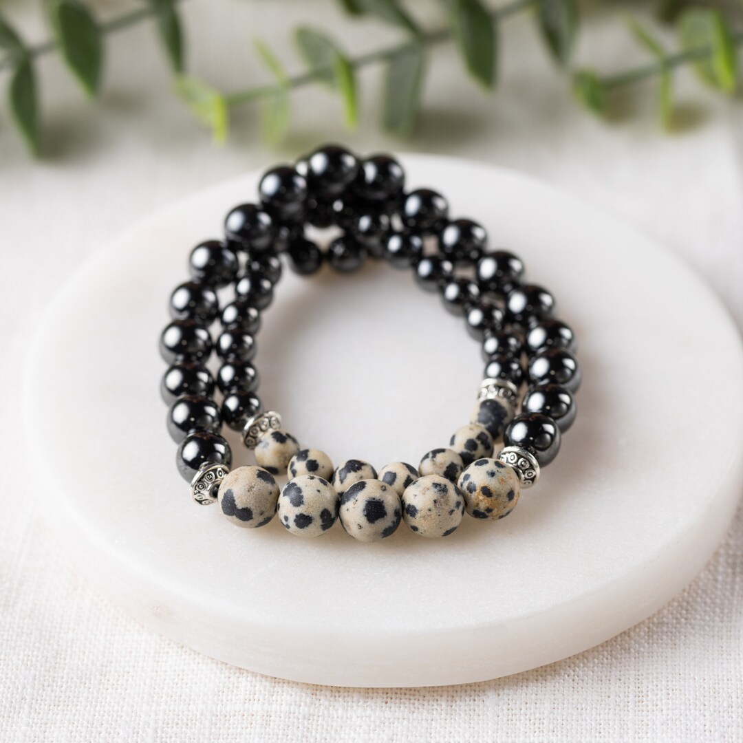 Dalmatian Jasper + High Power Magnetic Hematite Bracelet | Triple ...