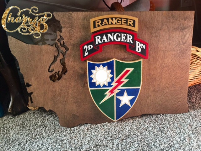 Army Ranger Shield DUI Tab Scroll Wood Cut Out on State | Etsy