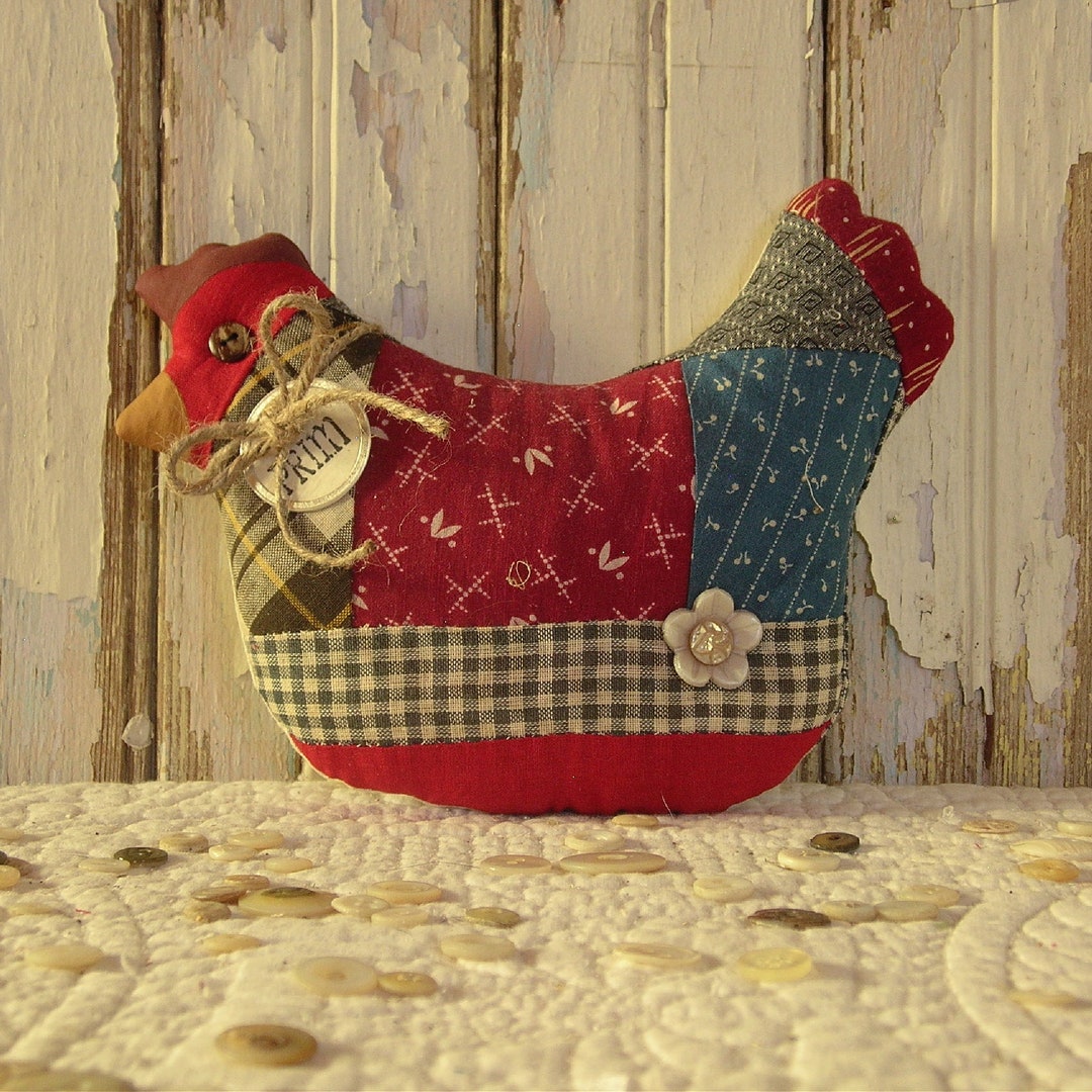 Primitive Chicken, 1800's Crazy Quilt, Bowl Basket Filler, Biggie Hen ...