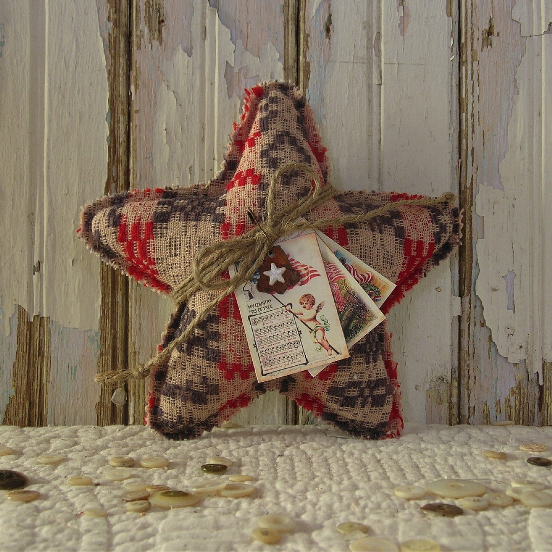 ANTIQUE Coverlet Americana Star, Biggie Patriotic Red White Blue, Door ...