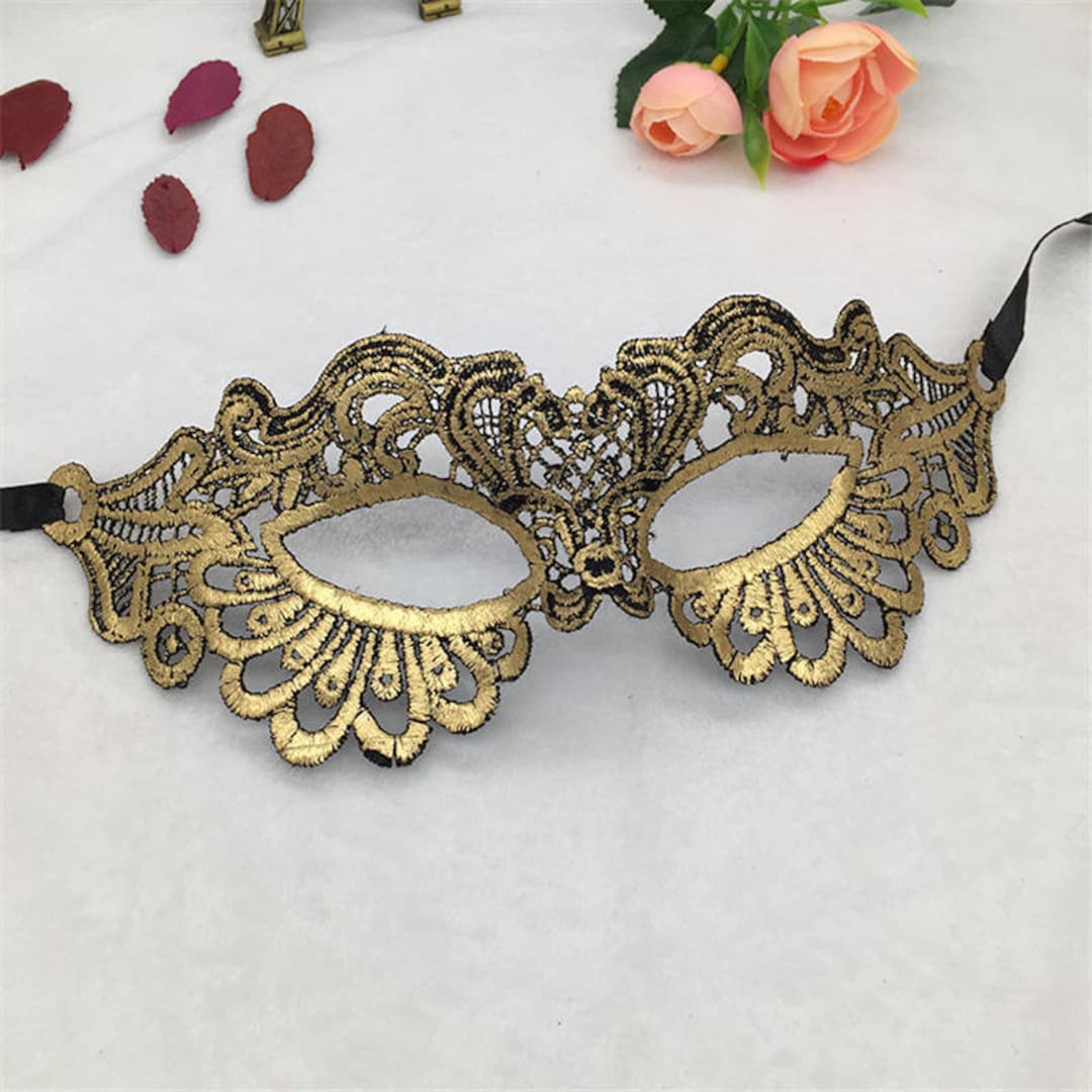 Gold Lace Masks Fancy Dress Costume Mascaraed Halloween Masquerade ...