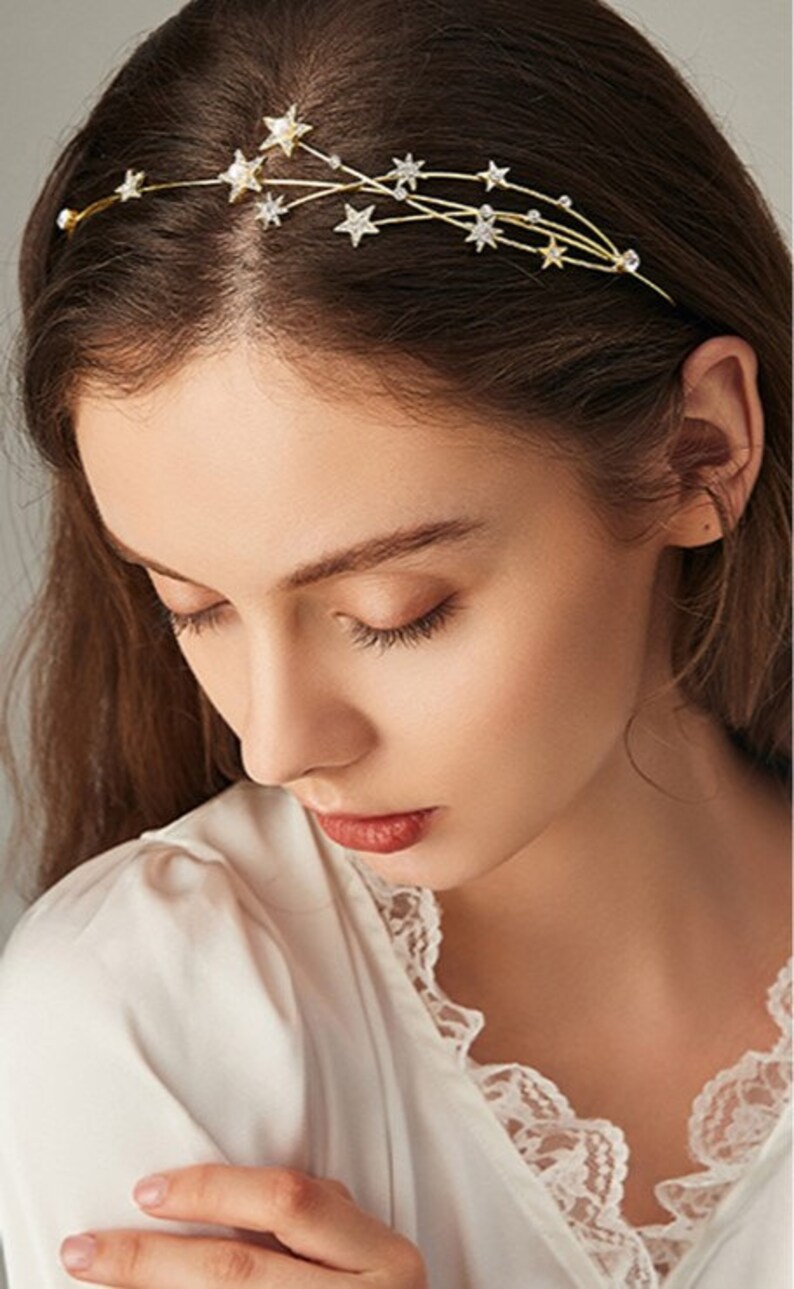 Stars Headband Gold Crystal Rhinestones Hair Band Women - Etsy