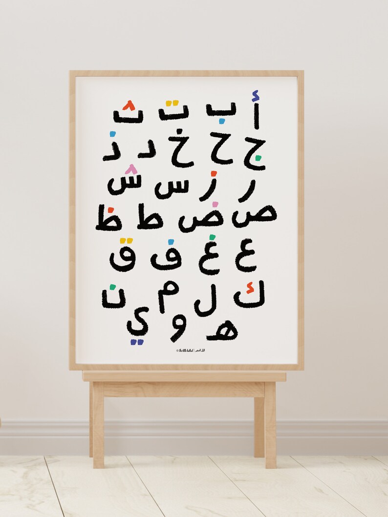 Arabic Alphabet Poster With Colorful Dots Arabic Letter - Etsy