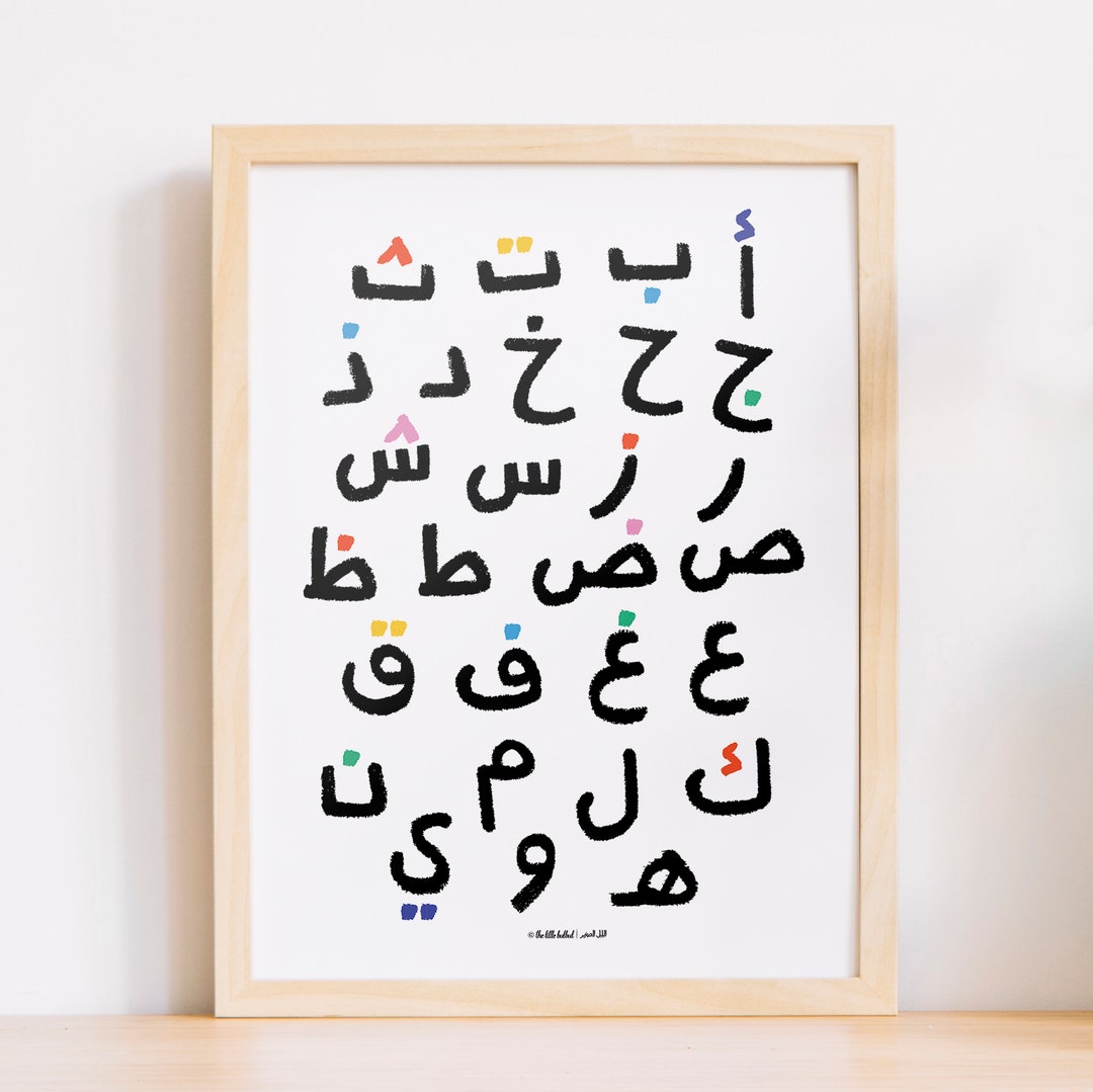 Arabic Alphabet Poster With Colorful Dots, Arabic Letter Poster, Arabic ...