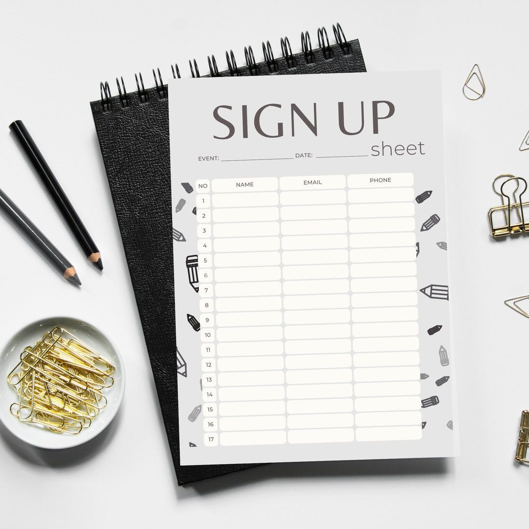 Printable Sign up Sheet Template | Digital Download for Events, Classes ...