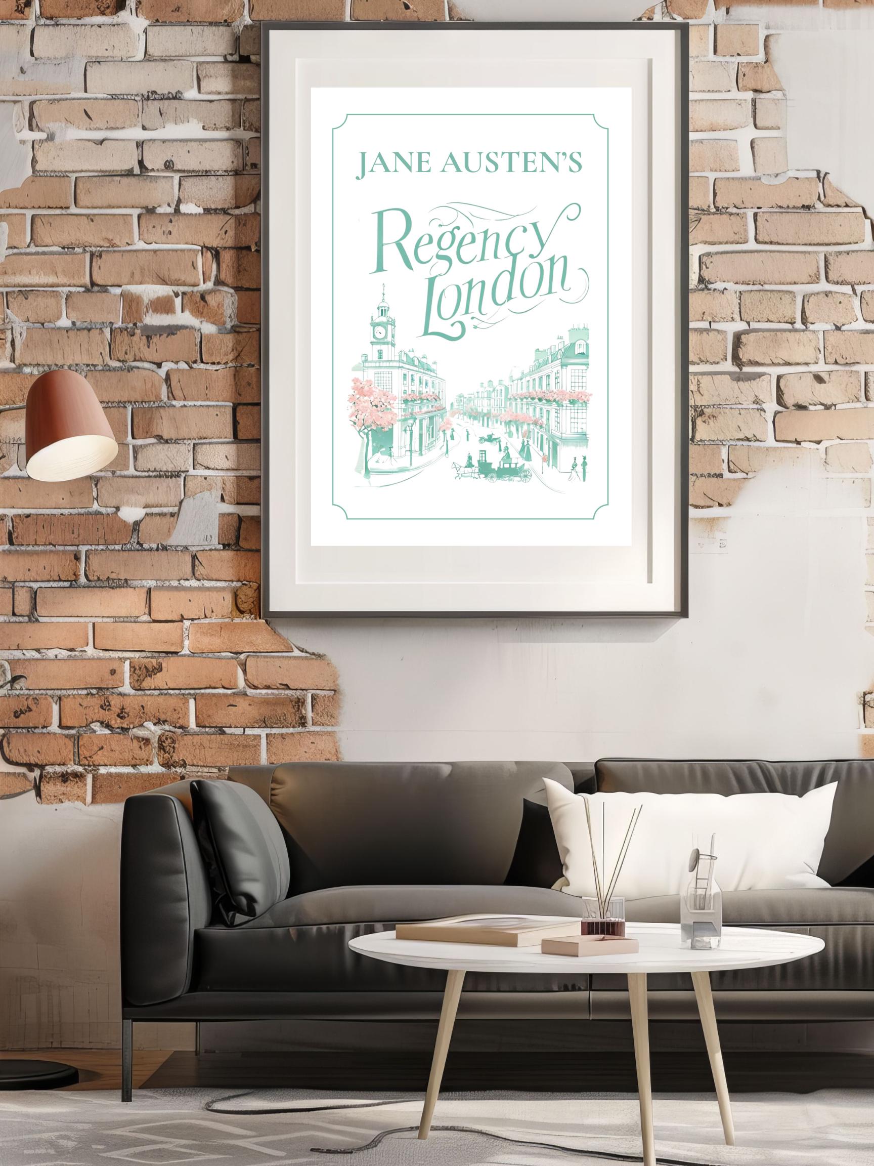 Jane Austen Regency London Art Print Poster | Literary Wall Decor for ...