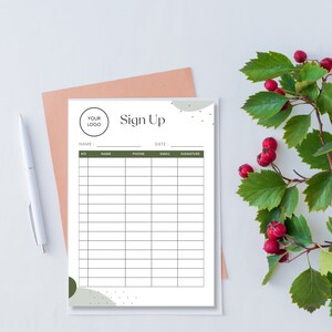 Editable Printable Sign up Sheet Bundle: Canva Templates in 4 Colors ...