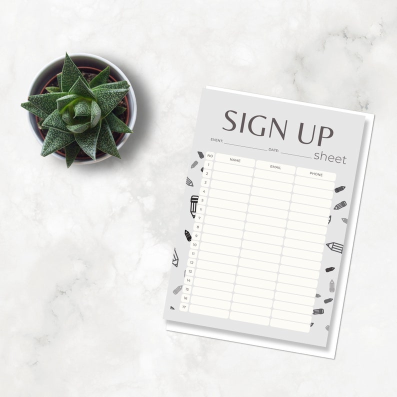 Printable Sign up Sheet Template | Digital Download for Events, Classes ...