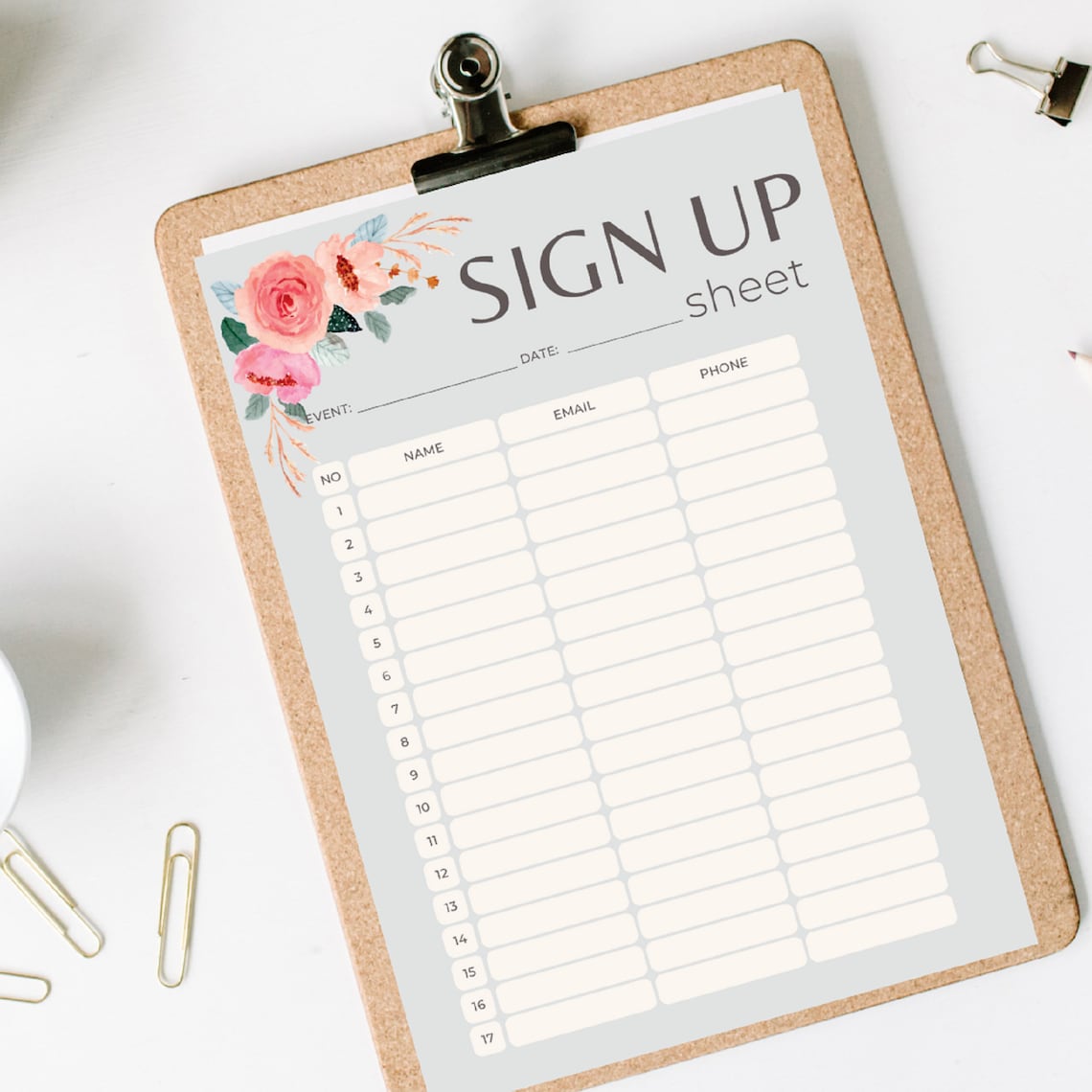 Printable Sign up Sheet for Event Planning Instant Download Digital PDF ...