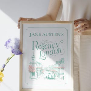Jane Austen Regency London Art Print Poster | Literary Wall Decor for ...