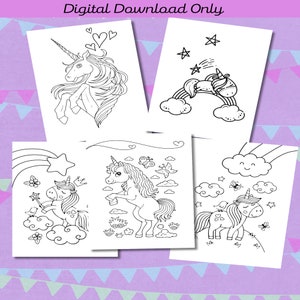 Set of 15 Unique Printable Unicorn Coloring Pages for Kids | Instant ...