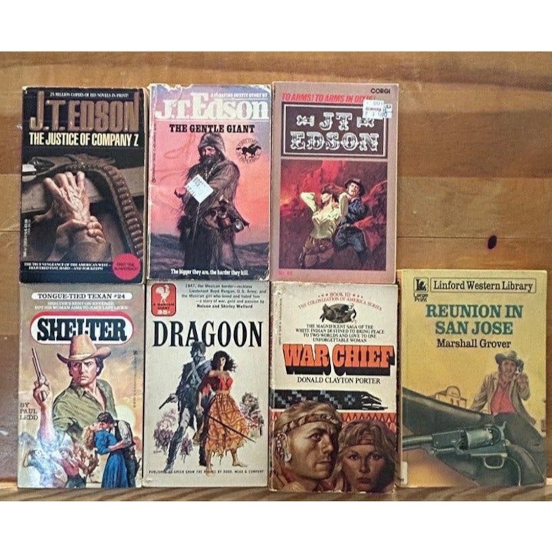 Vintage Western Paperback Lot of 7 Books JT Edson Ledd Wolford Porter ...
