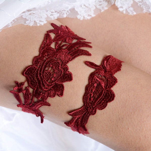 Red Wedding Garter - Etsy UK