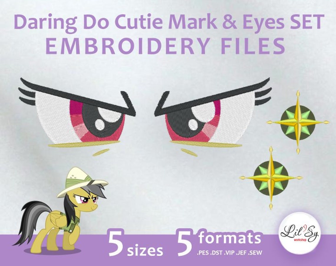 Daring Do Cutie Mark & Eyes SET Embroidery Machine Design - Etsy