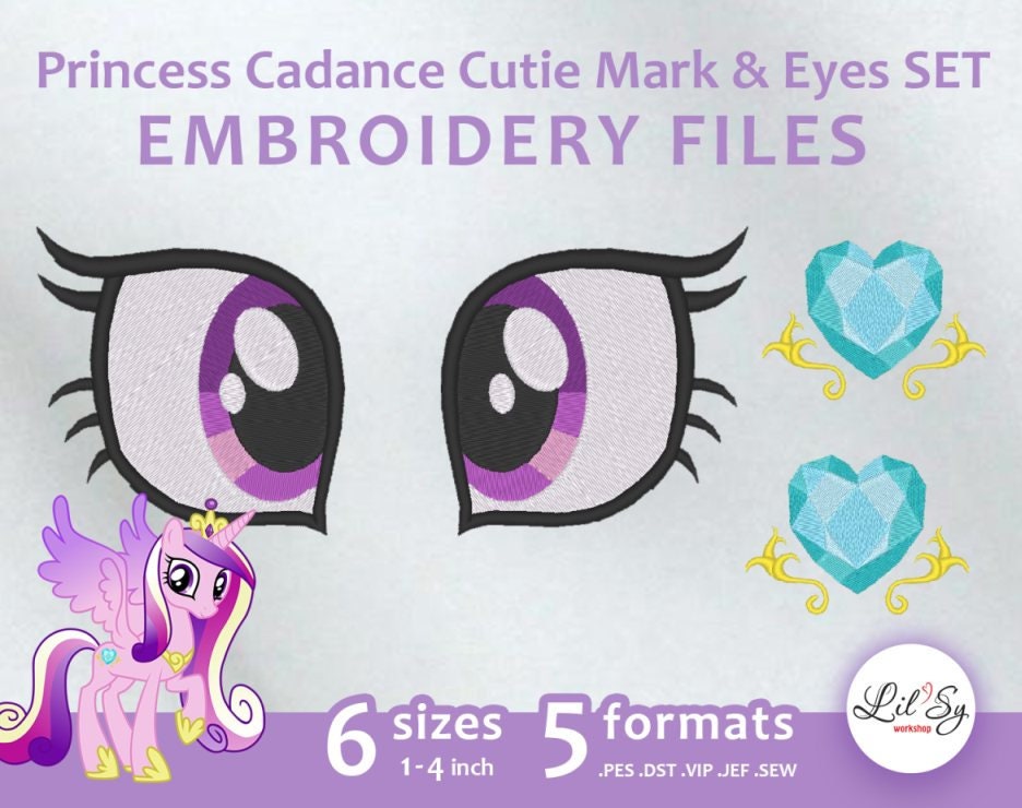 Princess Cadance Cutie Mark & Eyes SET - Embroidery Machine Design - Etsy