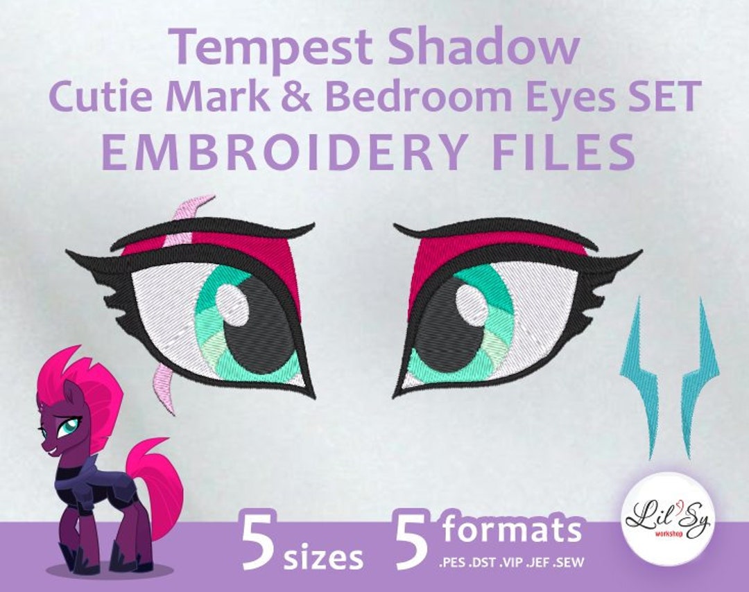 Tempest Shadow Cutie Mark & Bedroom Eyes SET - Embroidery Machine ...