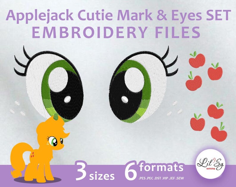Applejack Cutie Mark & Eyes SET Embroidery Machine Design - Etsy