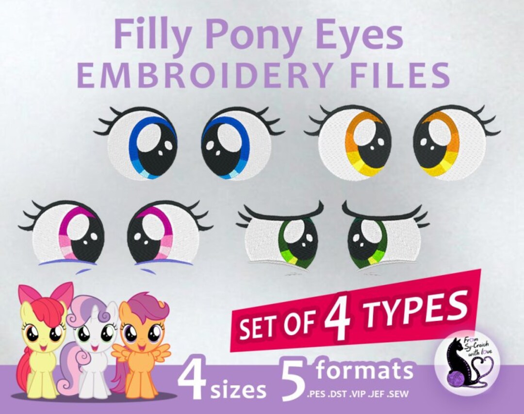 Filly Pony Eyes SET - Embroidery Machine Design - Etsy