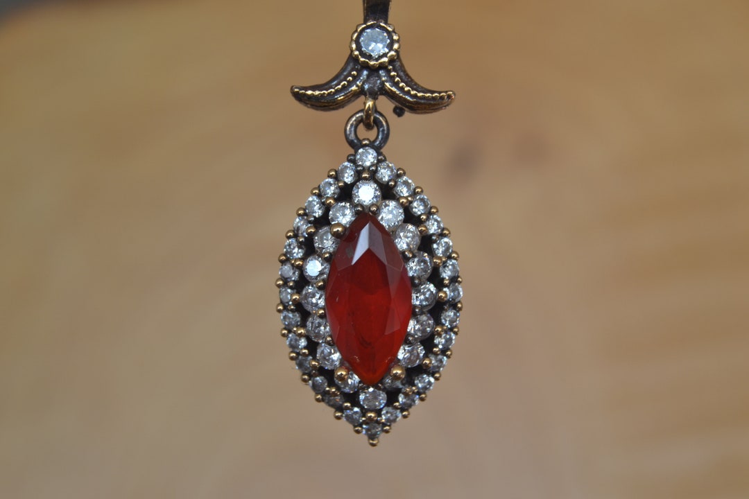 Ruby Silver Pendant, Inspired by Ancient Culture Ottoman Style Pendant ...