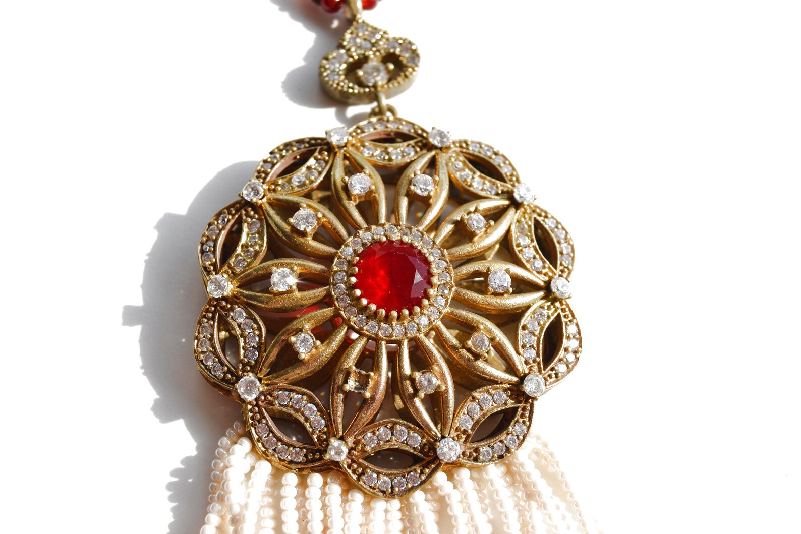 Ruby Tassel Necklace, Turkish Necklace, Ottoman Jewelry, Wedding ...