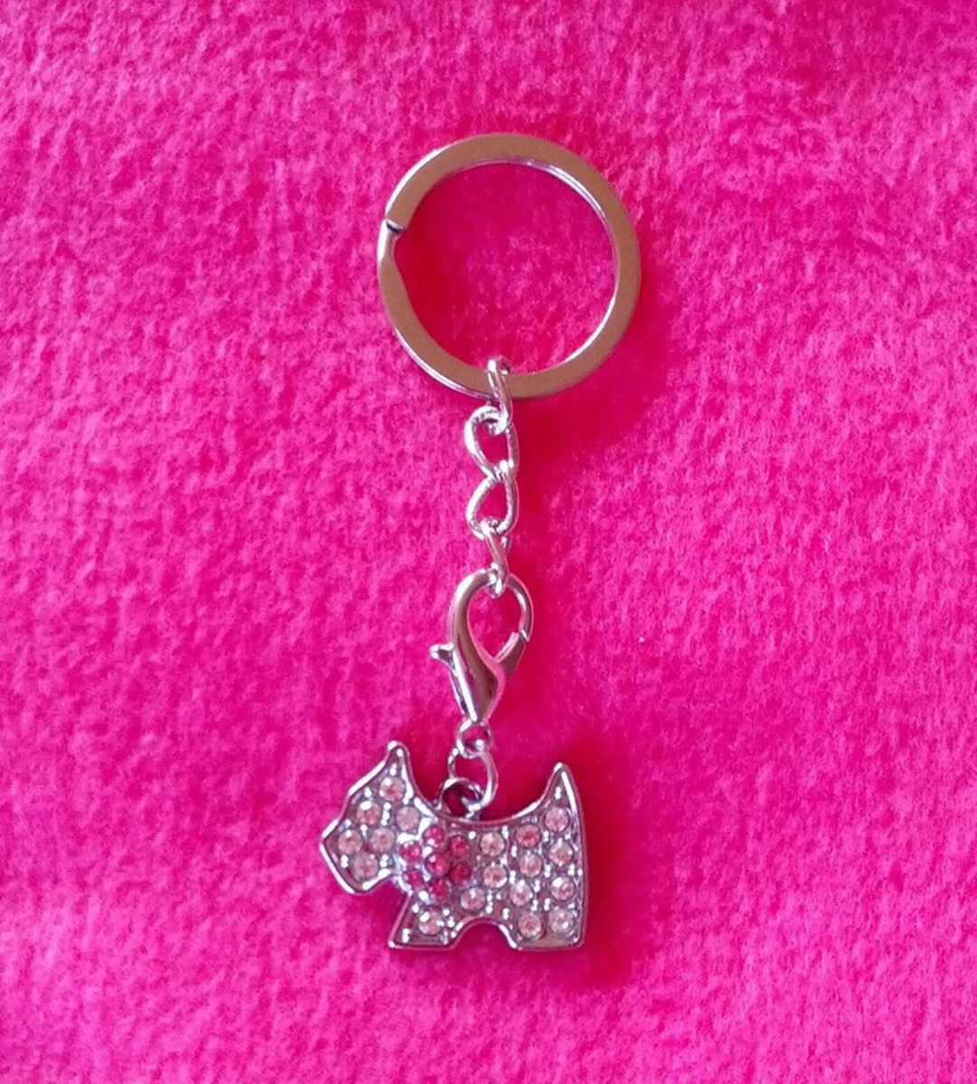 Silver Dog Crystal Key Ring / Key Chain - Etsy