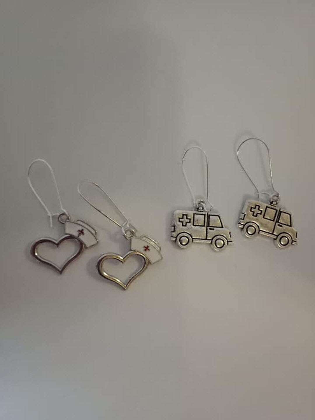 Silver Nurse and Ambulance Charm / Medical Earrings - Etsy