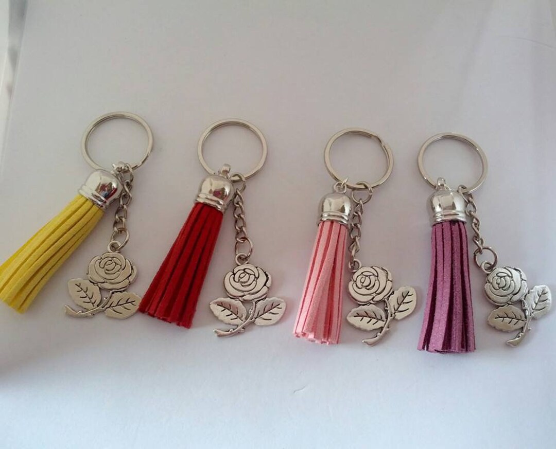 Flower / Rose Key Rings With Tassels - Etsy