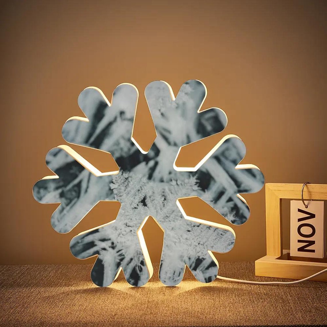 Night Snow Christmas Snowflake Warm Light Night Light/wall - Etsy