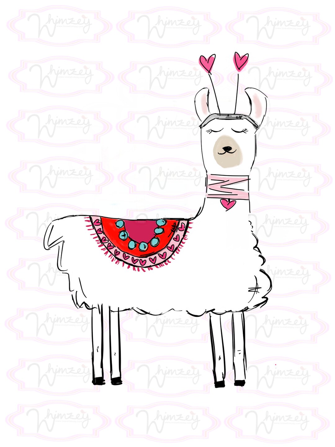 Llama Love Hand Drawn Digital - Etsy