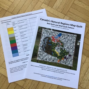 Canada's Natural Regions Map Quilt Pattern, Queen Size Bed Quilt or ...