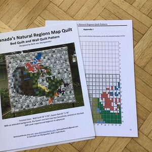 Canada's Natural Regions Map Quilt Pattern, Queen Size Bed Quilt or ...