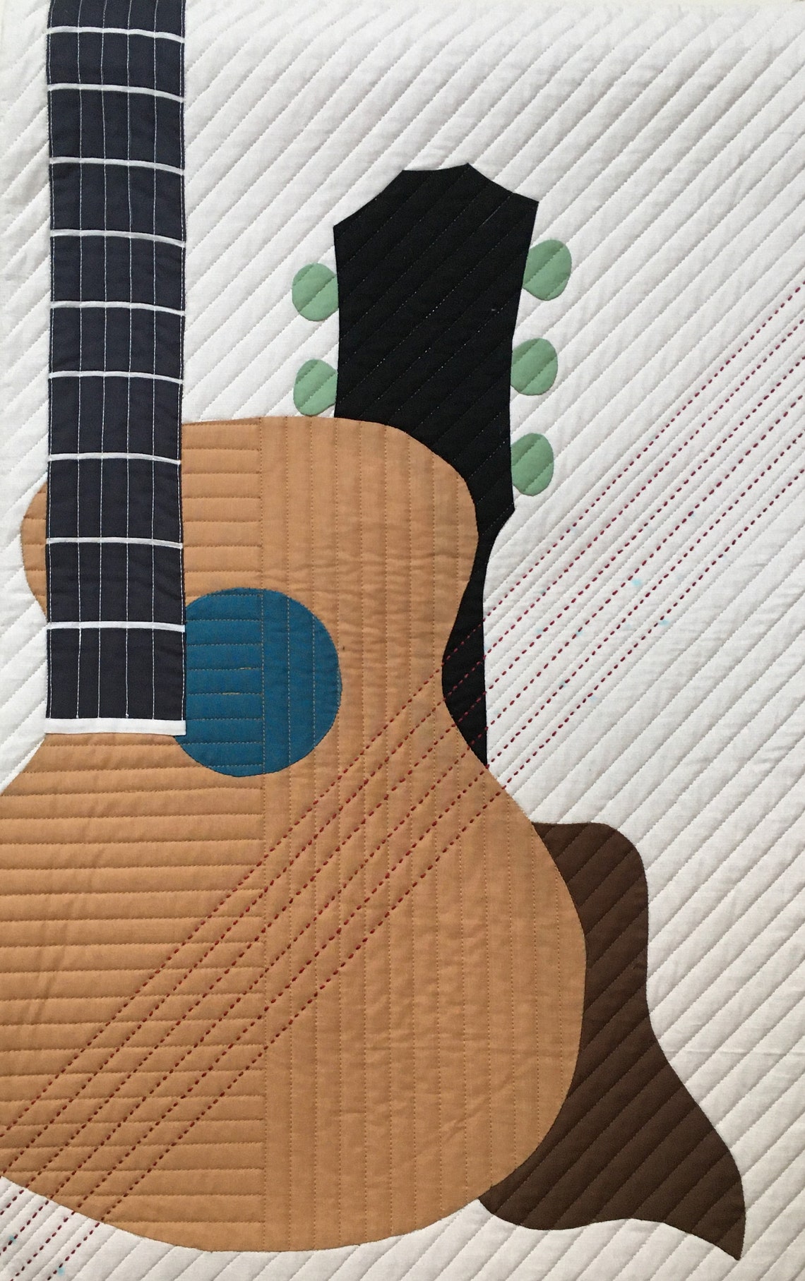 Strum (acoustic) Art Quilt Pattern, Digital .pdf Copy, Acoustic Guitar ...