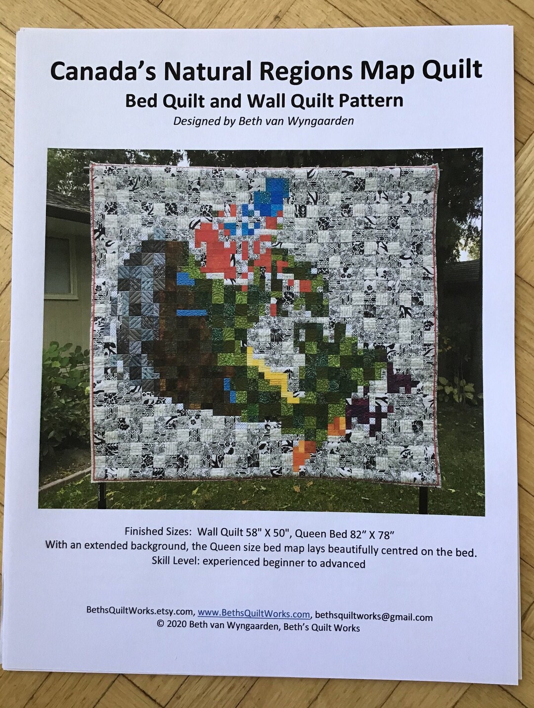 Canada's Natural Region's Map Quilt Pattern, Queen Size Bed or Wall ...