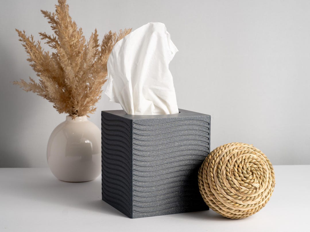 Sparkly Gray Wave Kleenex Box Cover: Modern Minimalist Tissue Holder - Etsy