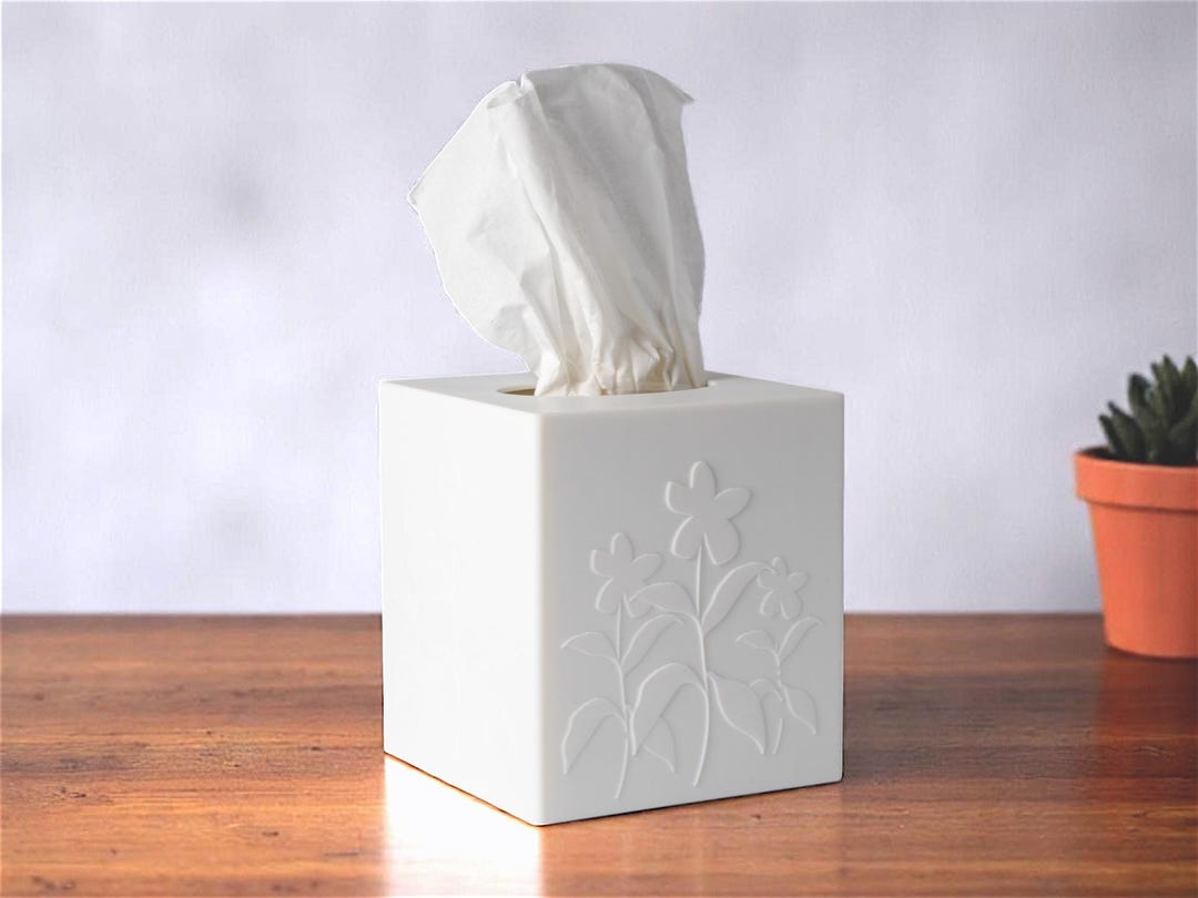 White Daisy Tissue Box Cover: Modern Minimalist Bathroom Decor - Etsy