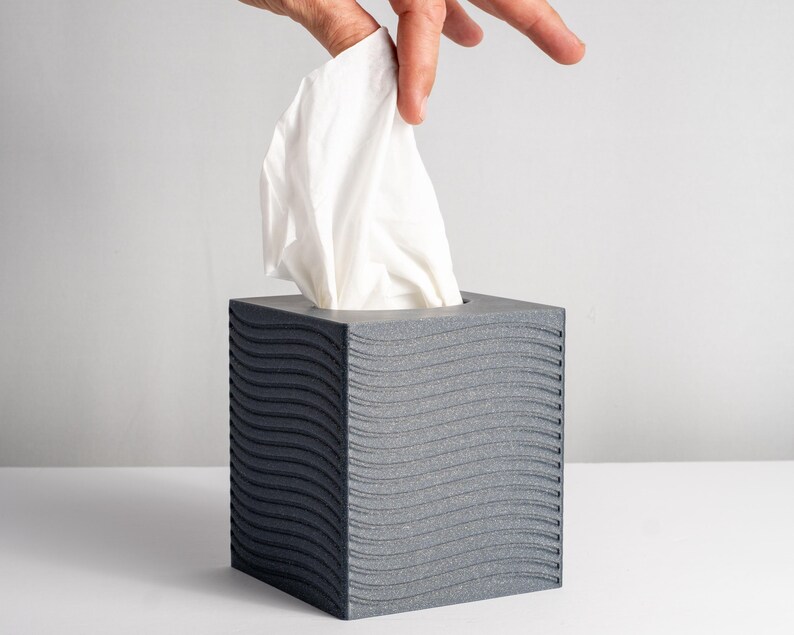 Sparkly Gray Wave Kleenex Box Cover: Modern Minimalist Tissue Holder - Etsy