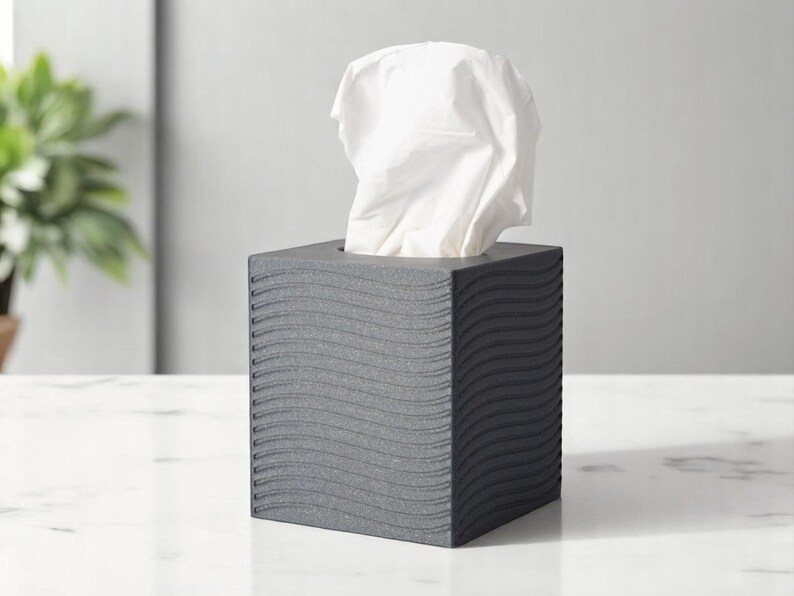 Sparkly Gray Wave Kleenex Box Cover: Modern Minimalist Tissue Holder - Etsy