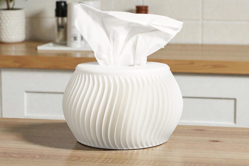 White Ribbed Tissue Box Cover • Modern Sculptural Kleenex Holder - Etsy