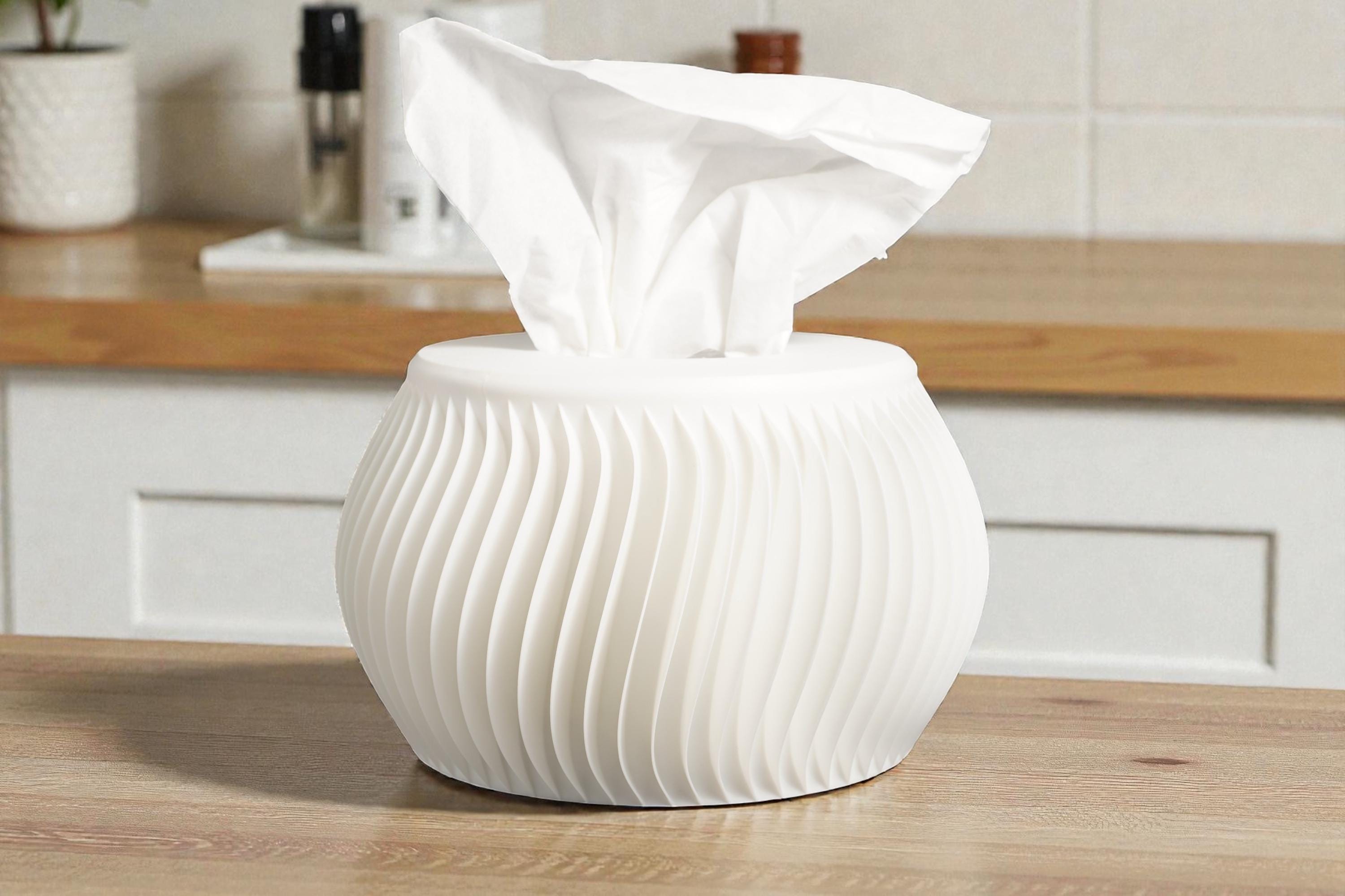 White Ribbed Tissue Box Cover • Modern Sculptural Kleenex Holder - Etsy