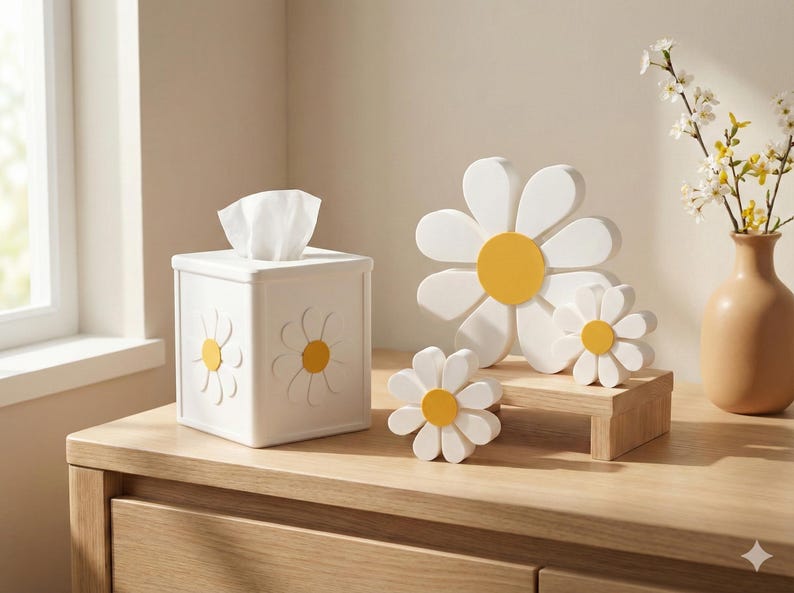 Daisy Modular Square Tissue Box Cover – Interchangeable Panel Design - Etsy