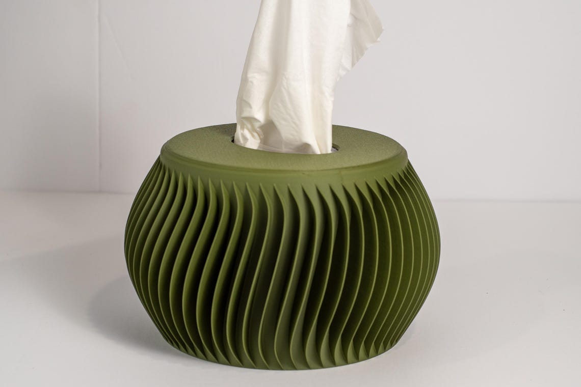 Modern Green Sculptural Tissue Box Cover Radiant Swirled Fins - Etsy