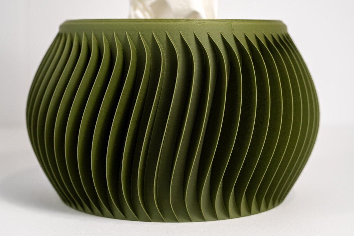 Modern Green Sculptural Tissue Box Cover Radiant Swirled Fins - Etsy