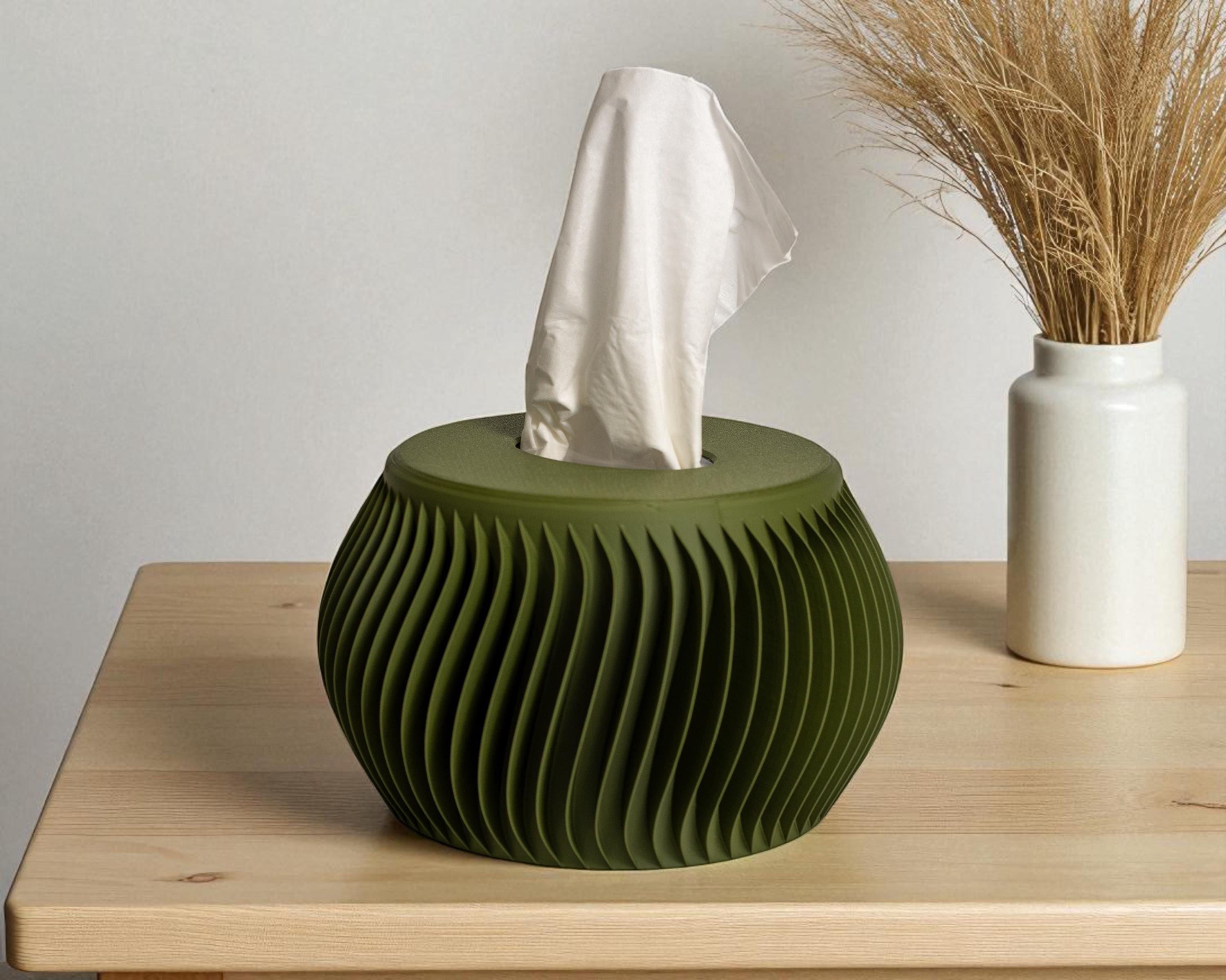 Modern Green Sculptural Tissue Box Cover Radiant Swirled Fins - Etsy