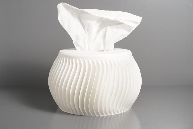 White Ribbed Tissue Box Cover • Modern Sculptural Kleenex Holder - Etsy