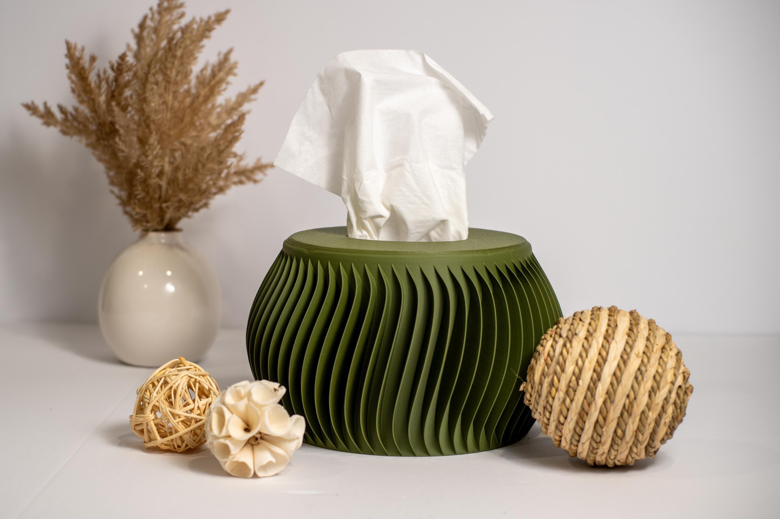 Modern Green Sculptural Tissue Box Cover Radiant Swirled Fins - Etsy
