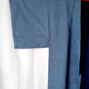 Japanese Men's Kimono Robe in Marine Blue Size L, Vintage Tsumugi Silk ...