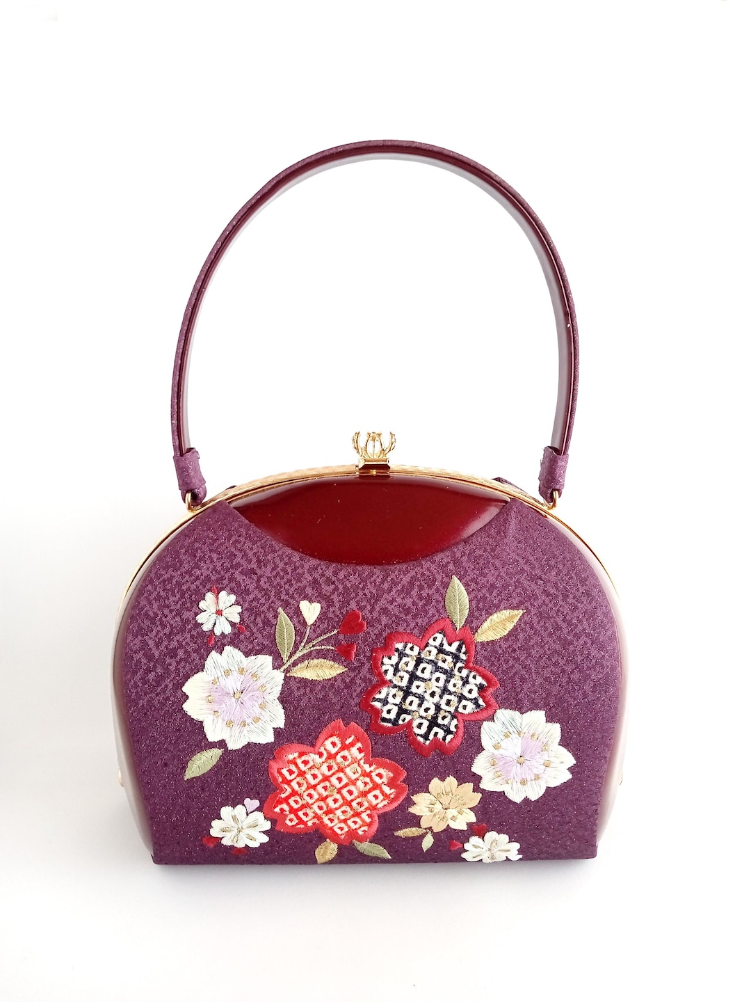 Rare Vintage Japanese Kimono Bag – 90s Wabi-sabi Silk & Leather Purse ...